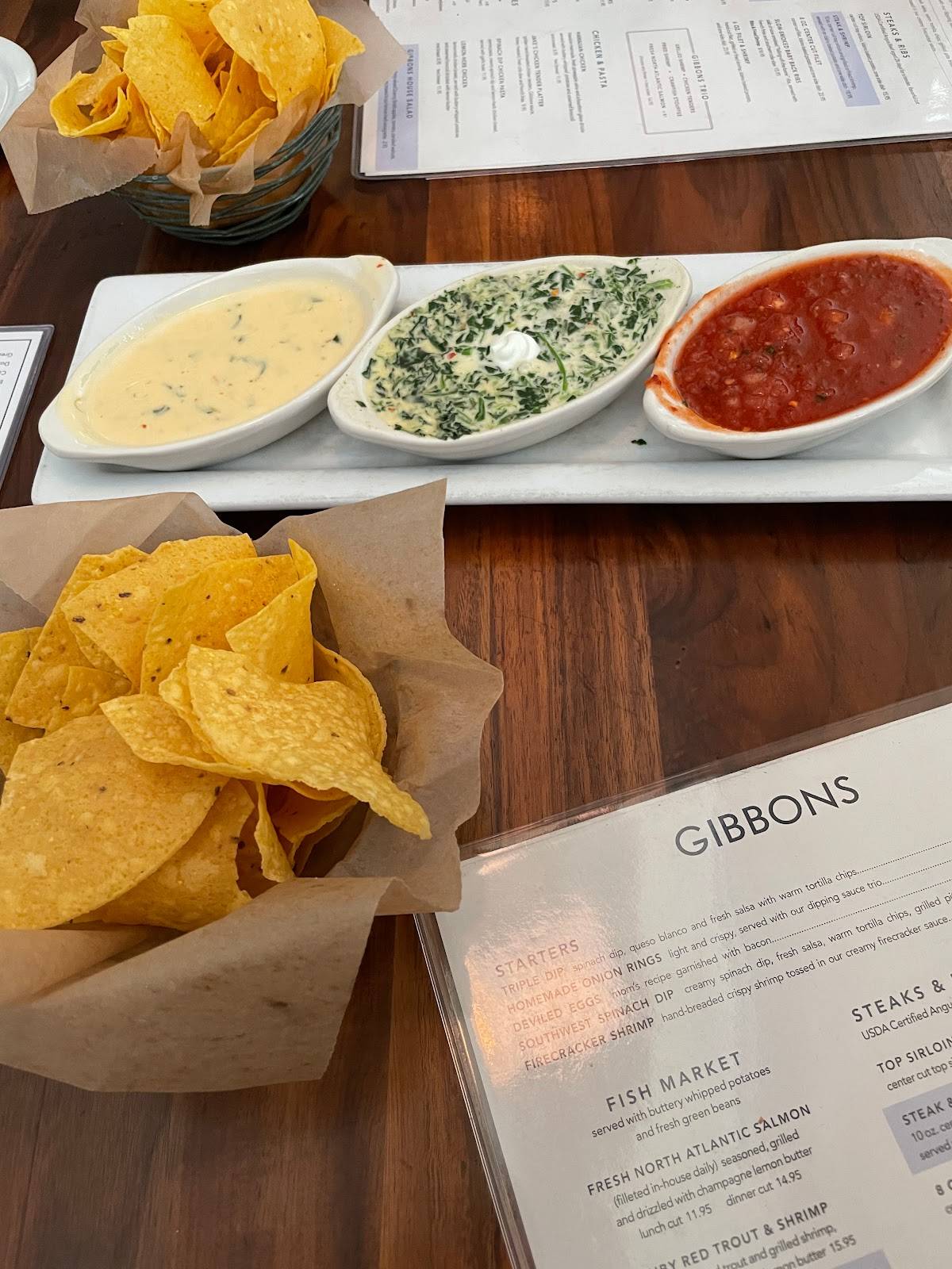 Menu at Gibbons Fine Grill restaurant, Shreveport