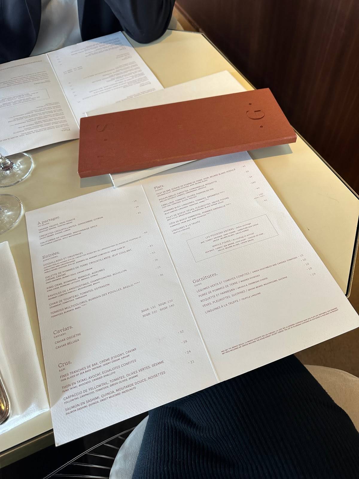 Menu at Girafe Restaurant, Paris