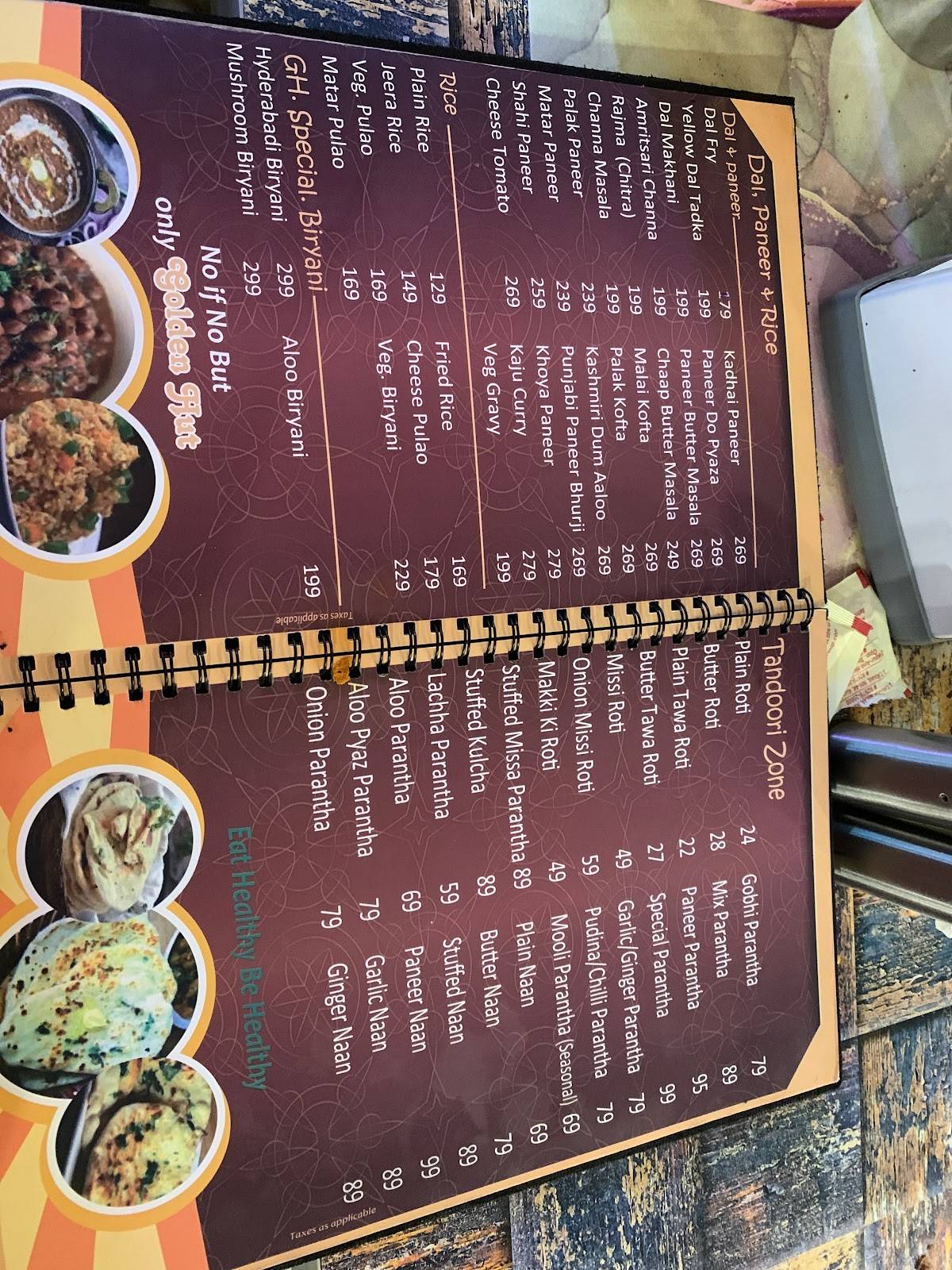Menu at Dhaba In Derabassi Golden Hut, Gholu Majra