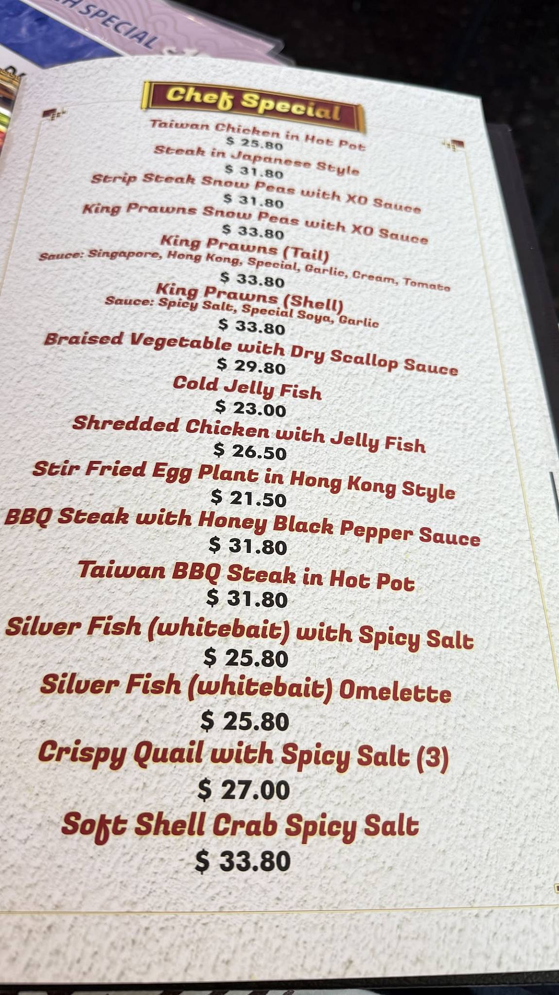 Menu at Golden King 2000 Chinese Restaurant, Green Valley