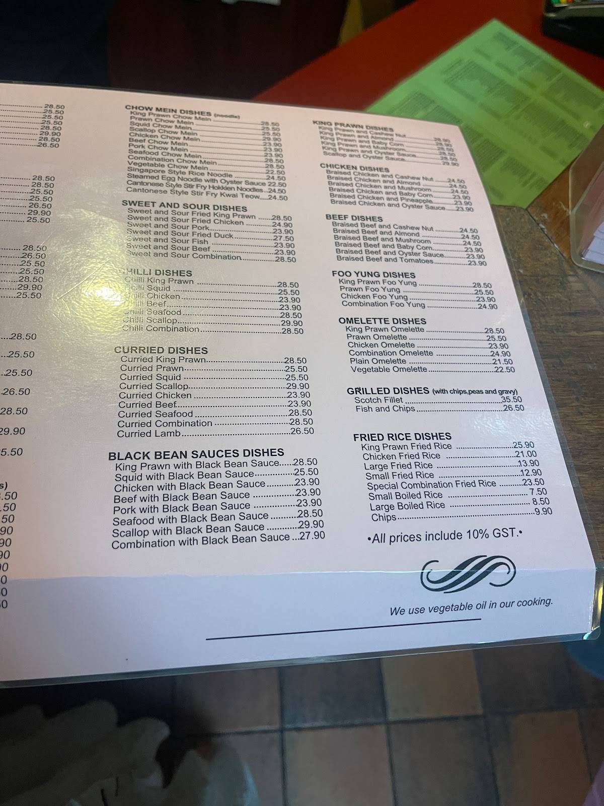 Menu at Golden Orient Chinese Restaurant, Esperance