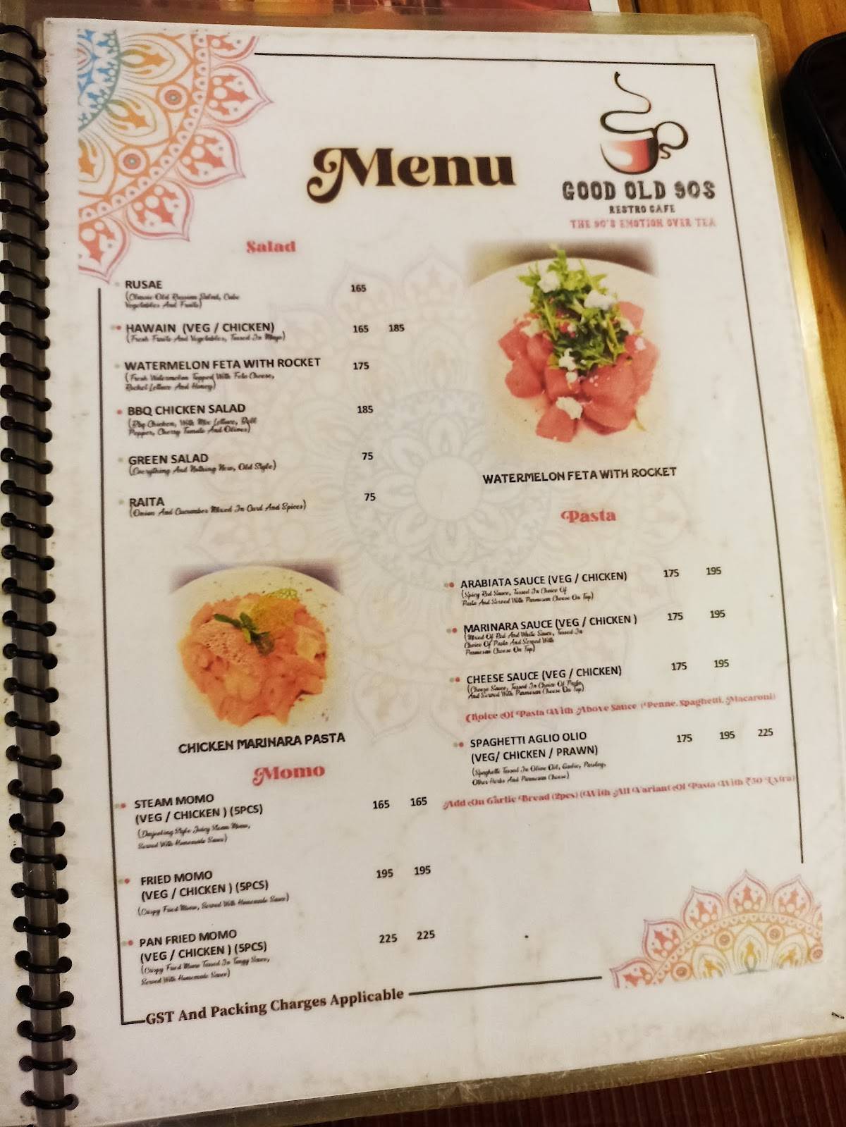 Menu at Good Old 90s Restro Cafe, Kolkata