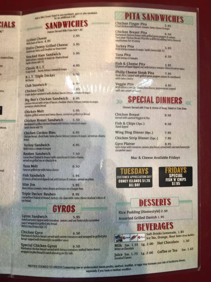 Menu at Great Lakes Coney Island restaurant, Farmington Hills
