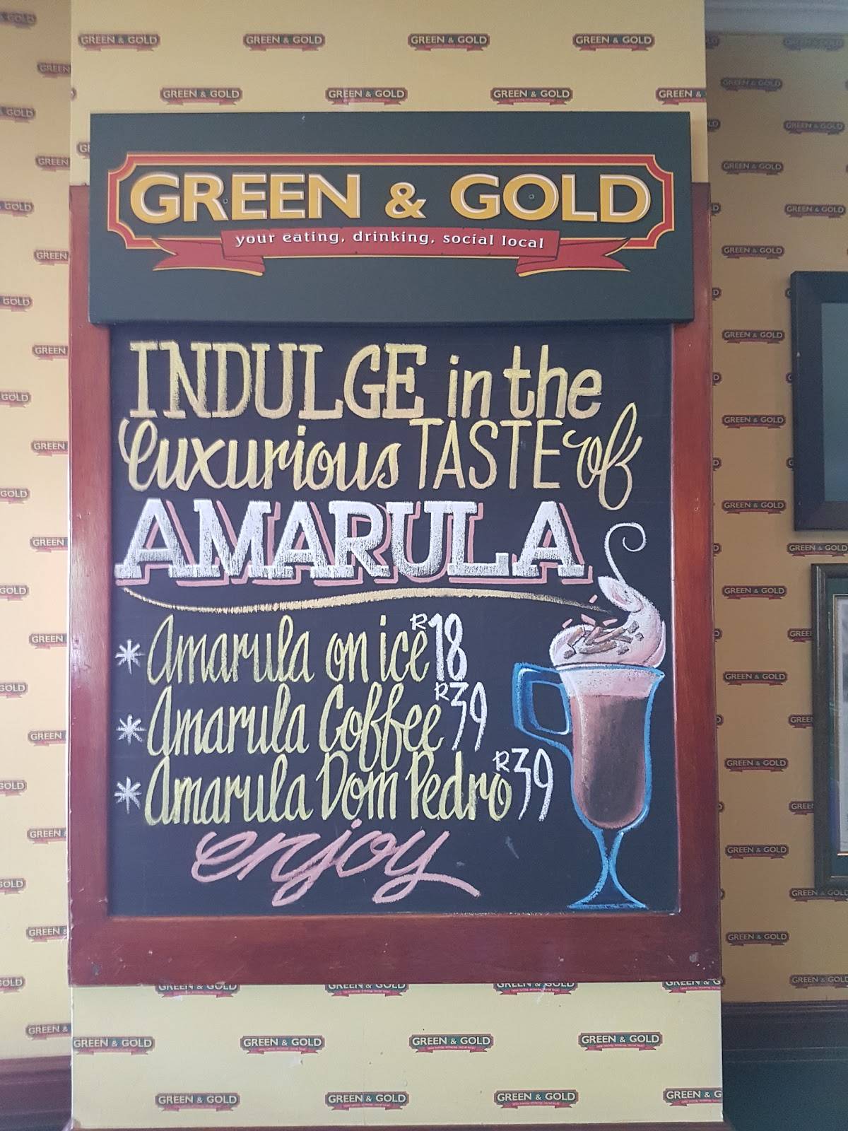 Menu at Green & Gold restaurant, Roodepoort