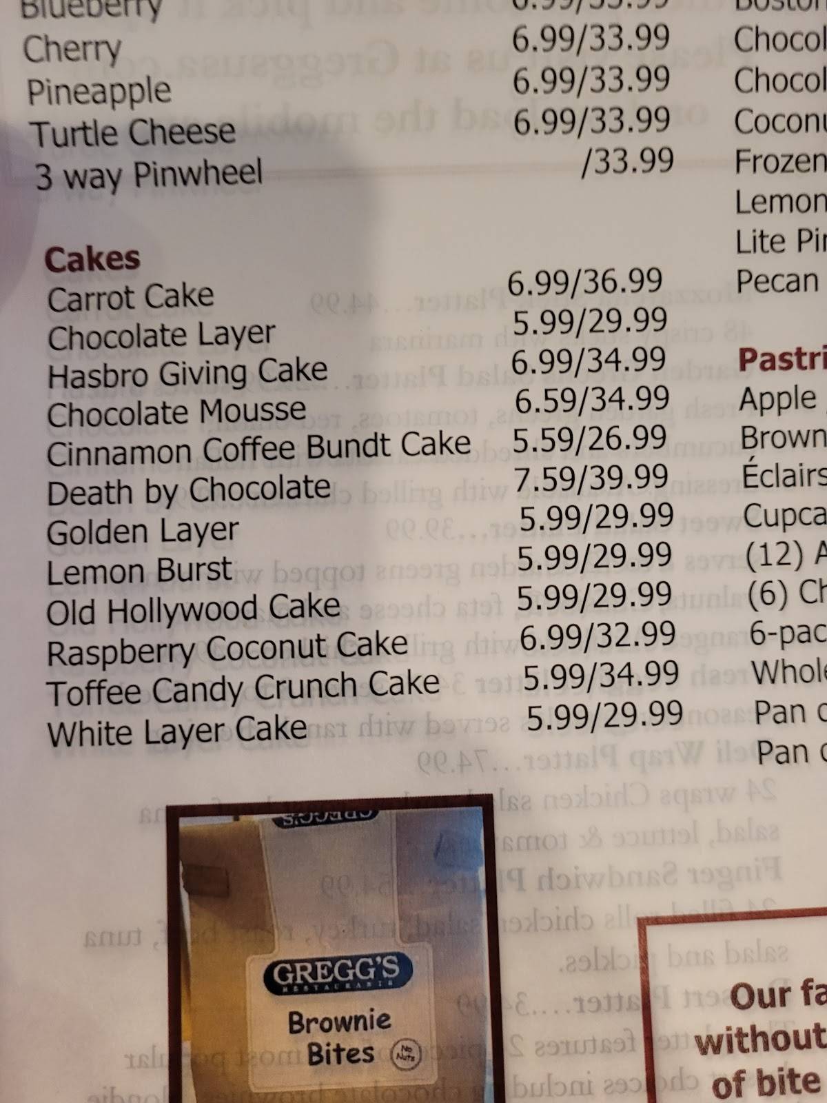 Menu at Gregg's - North Kingstown restaurant, North Kingstown