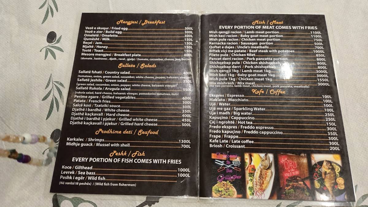 Carta del restaurante Grill Zone, Ksamil
