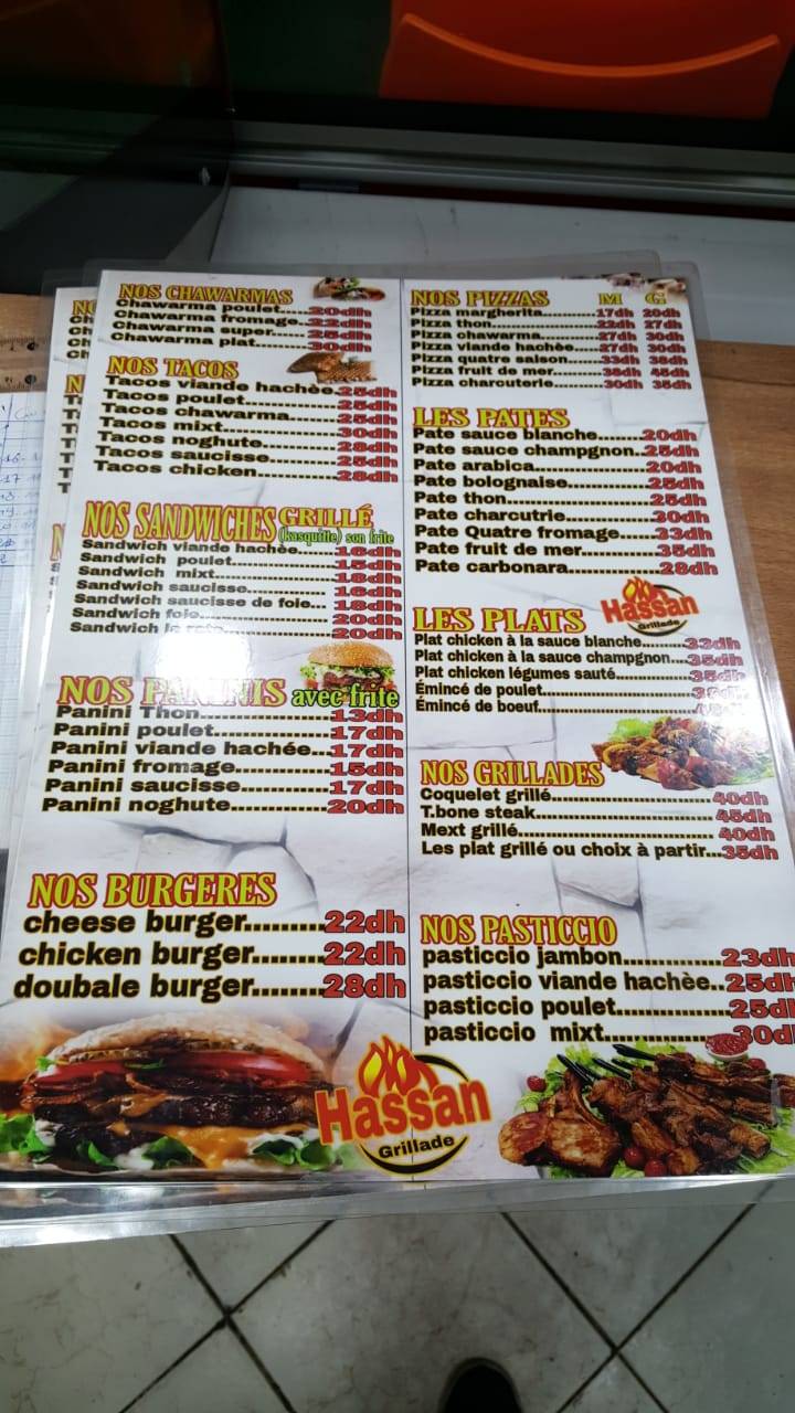 Menu au Grillades Hassan restaurant, Casablanca