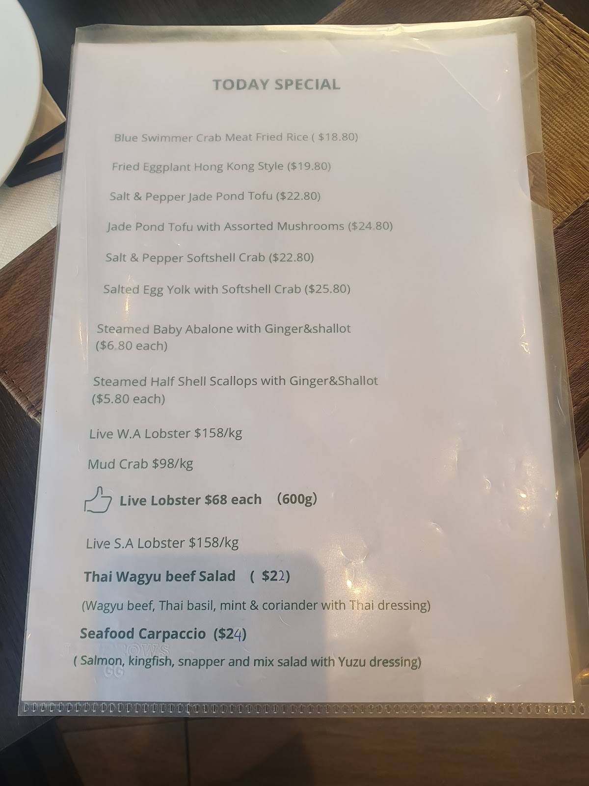 Menu at Haba Ocean Haberfield restaurant, Haberfield