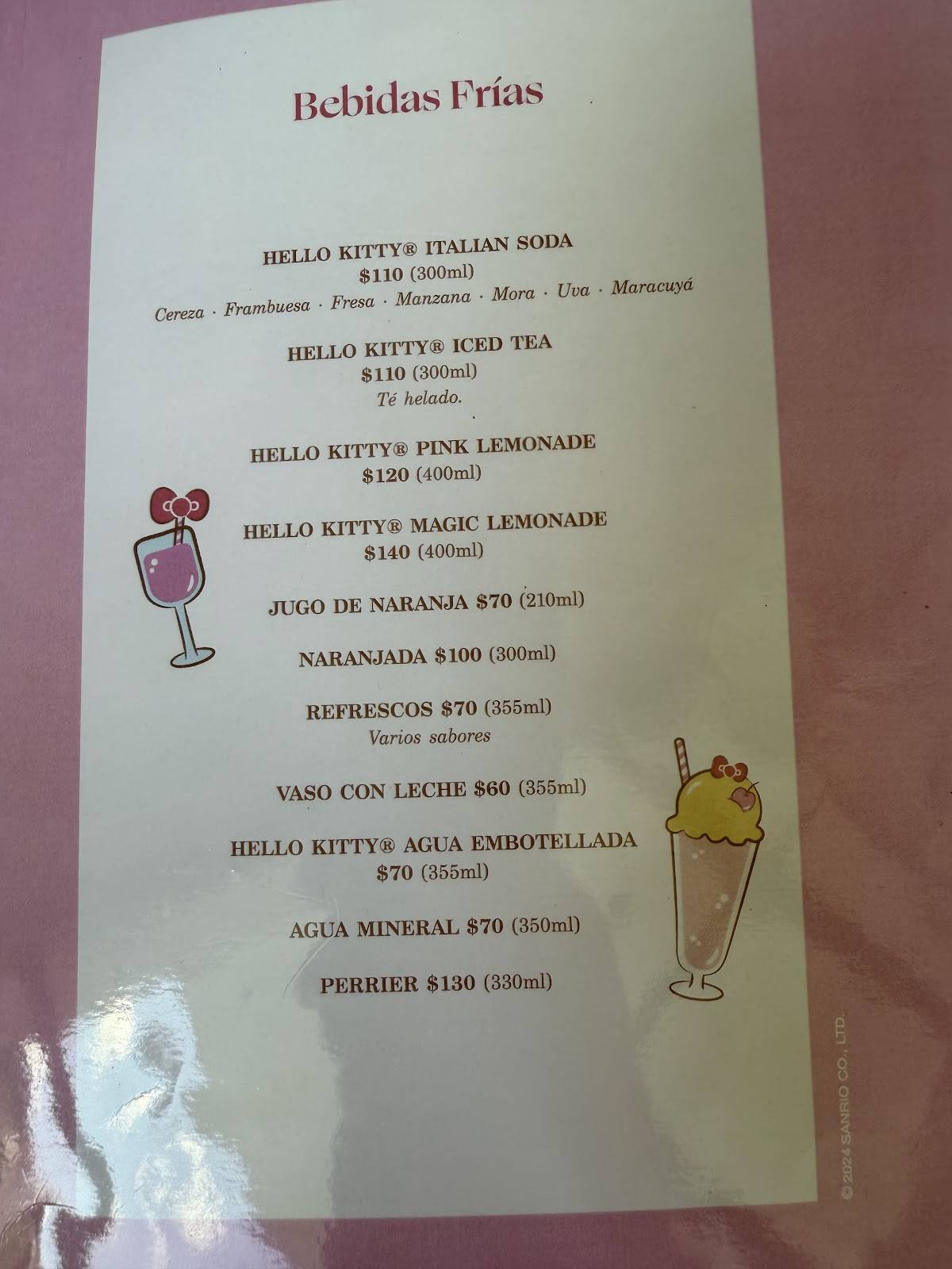 Menu at Hello Kitty Café Cancún, Cancún