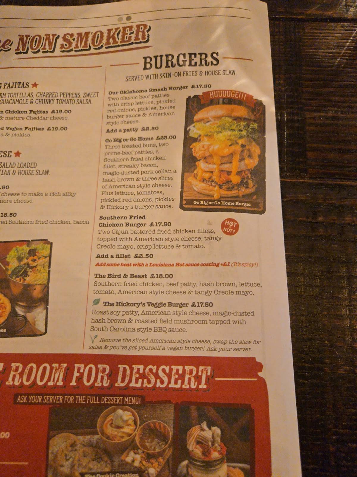 Menu at Hickory's Smokehouse Gloucester restaurant, Gloucester