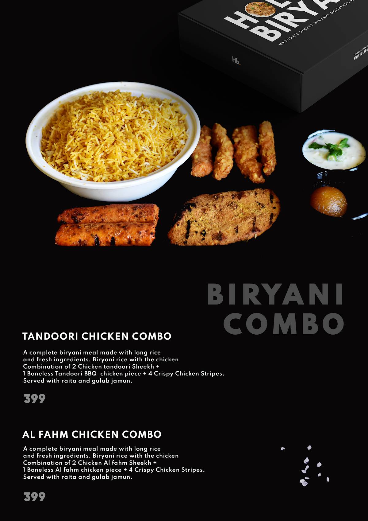 Menu at Holy biryani!, Mysuru