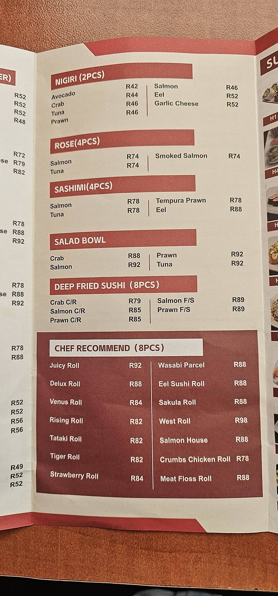 Menu at Huamin restaurant, Centurion