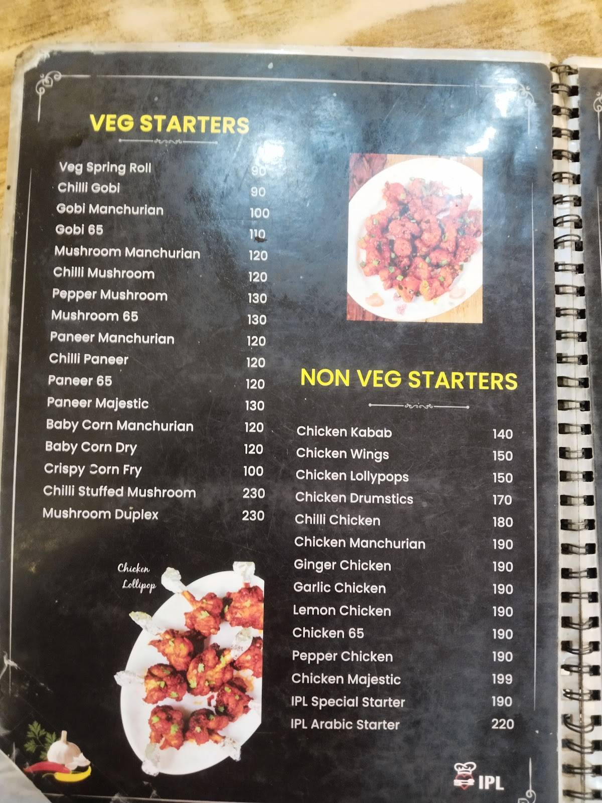 Menu at IPL Food Court, Tirupati, 19-12
