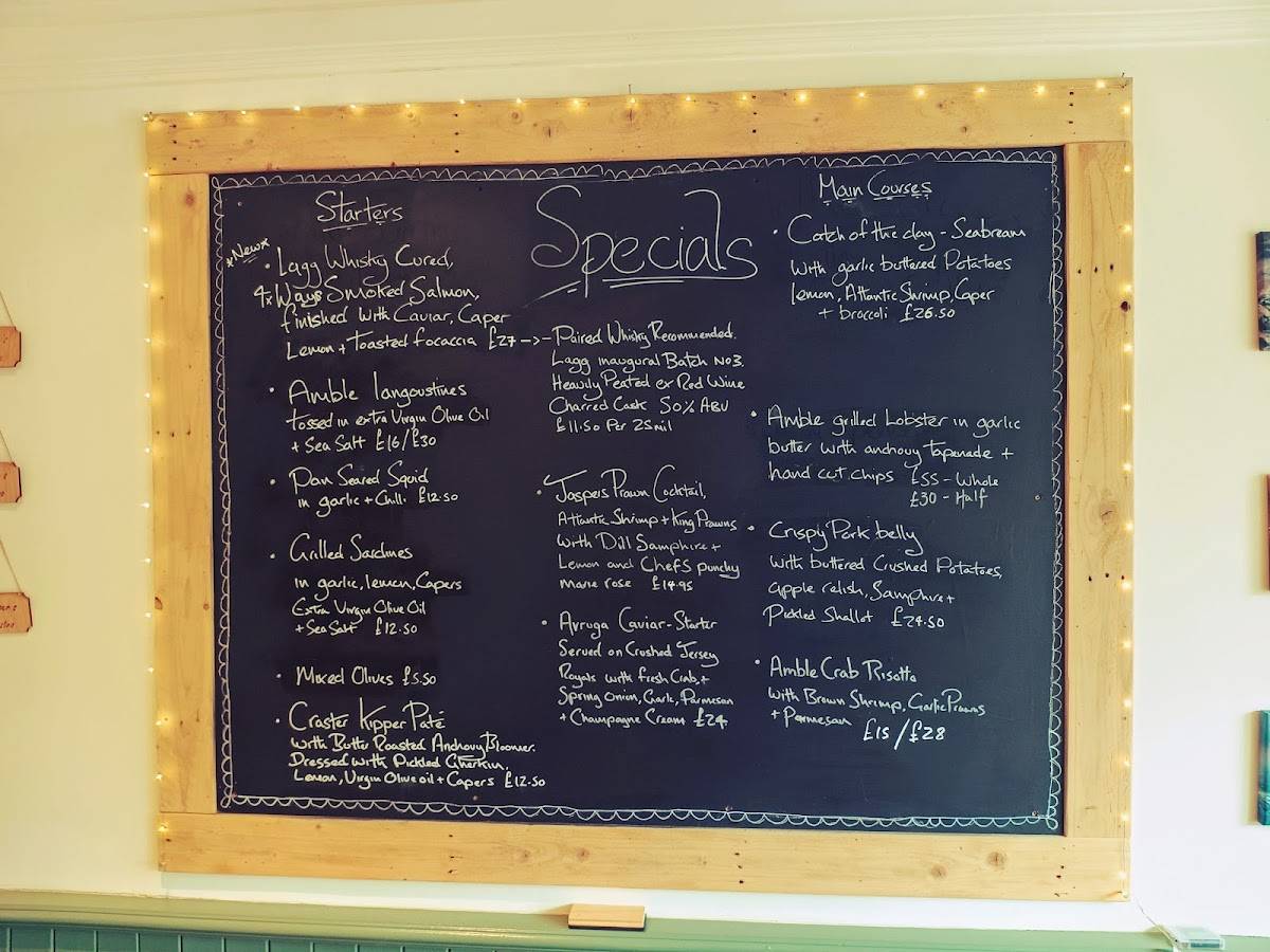 Menu at JASPERS BISTRO restaurant, Amble