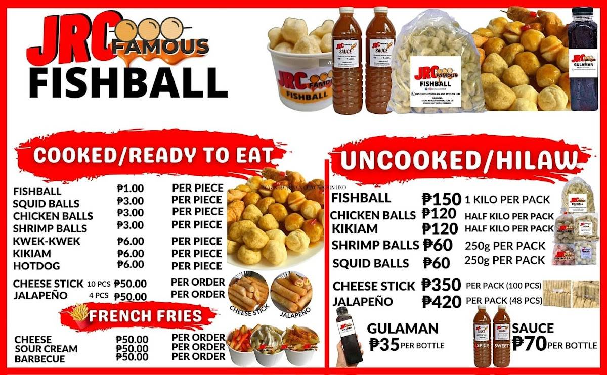 Menu at JRC Famous Fishball (Street Food Stall) restaurant, Marikina