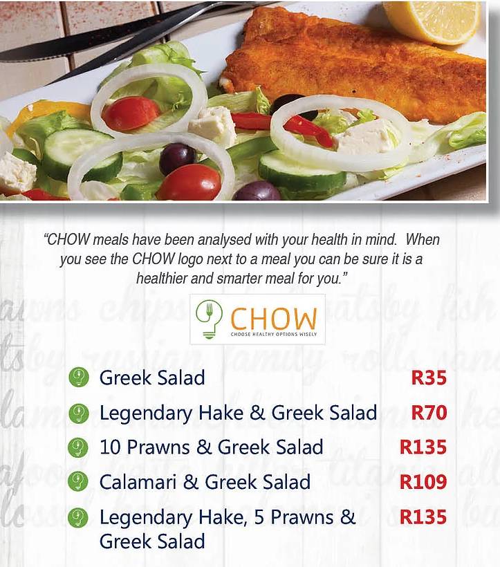 Menu at Jimmy's KILLER Fish & Chips restaurant, Pretoria, 301 Pretoria Rd