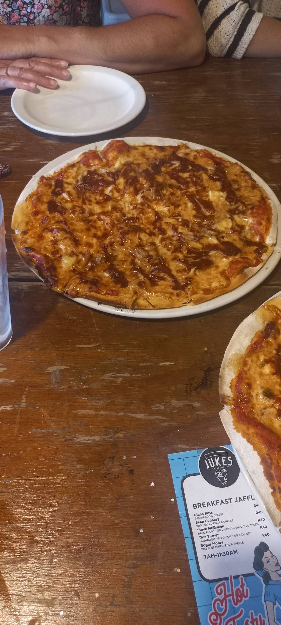 Menu at Jukes Pizza restaurant, Durban