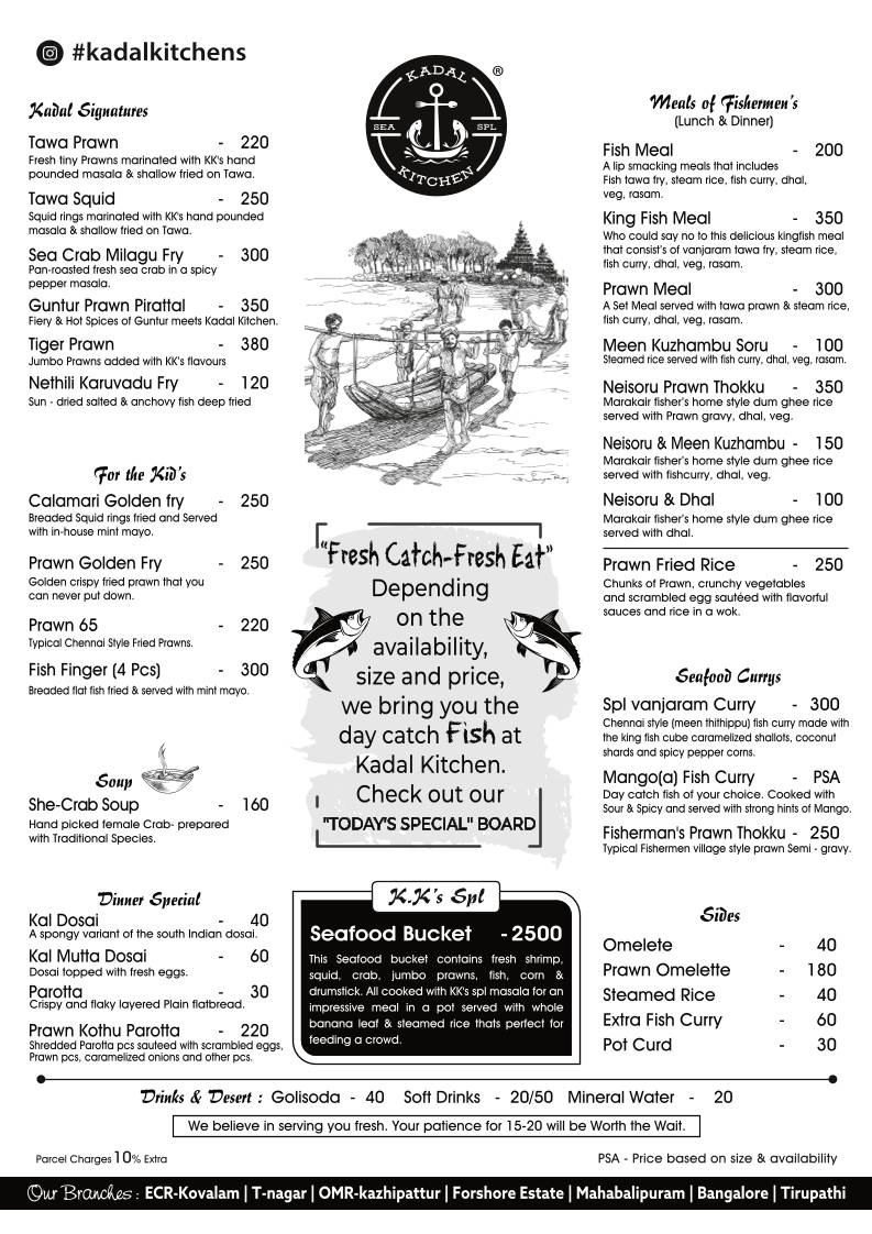 Menu at Kadal Kitchen Pattinapakkam., Chennai