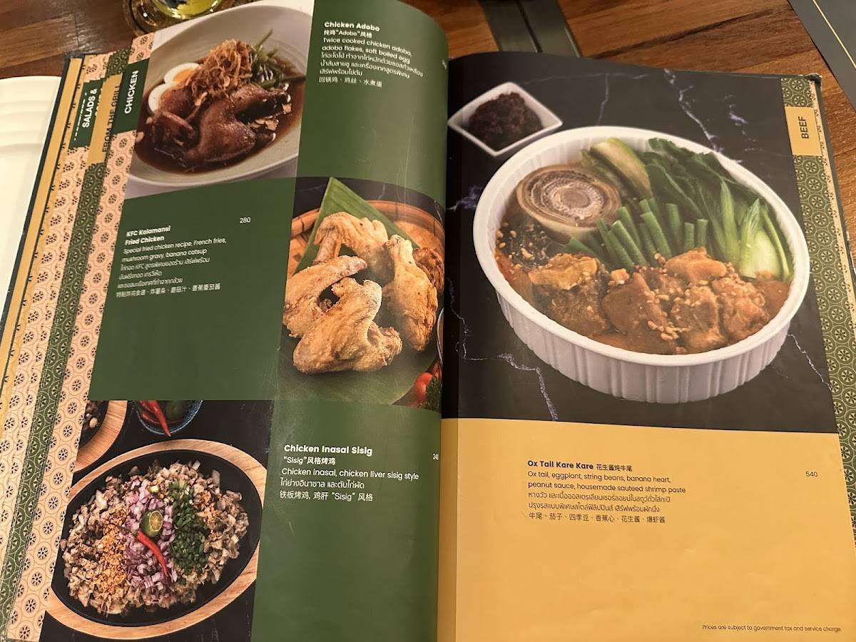 Menu at Kalamansi kafe restaurant, Bangkok