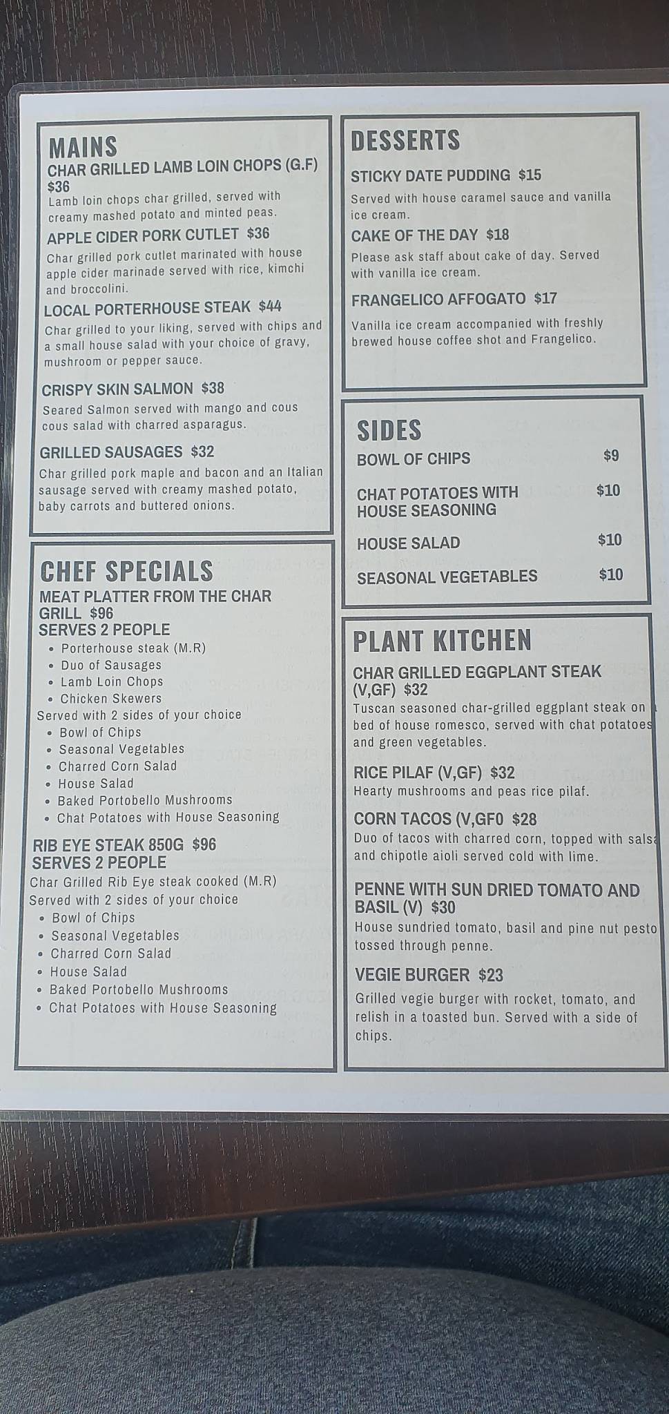 Menu at Kalimna Hotel restaurant, Kalimna, 1 Hotel Rd