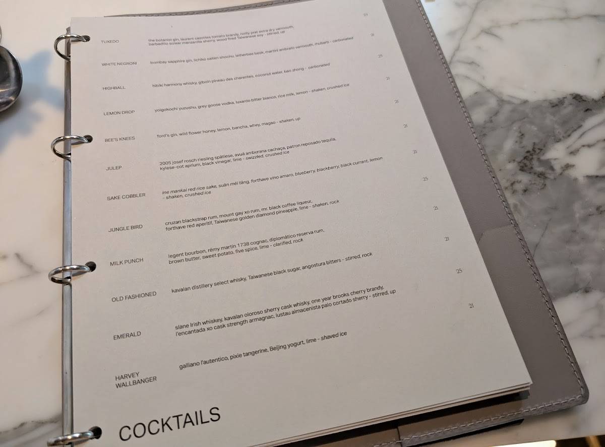 Menu at Kato Restaurant, Los Angeles