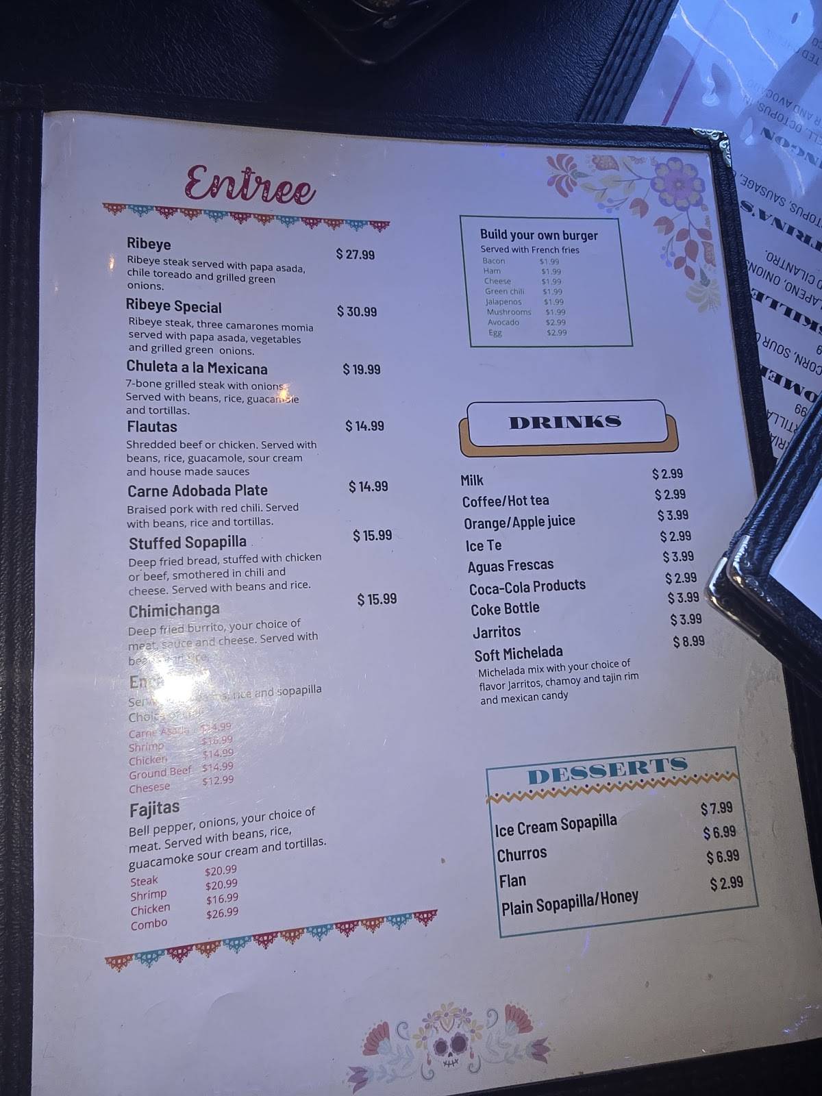 Menu at Katrina’s Restaurant, Los Lunas