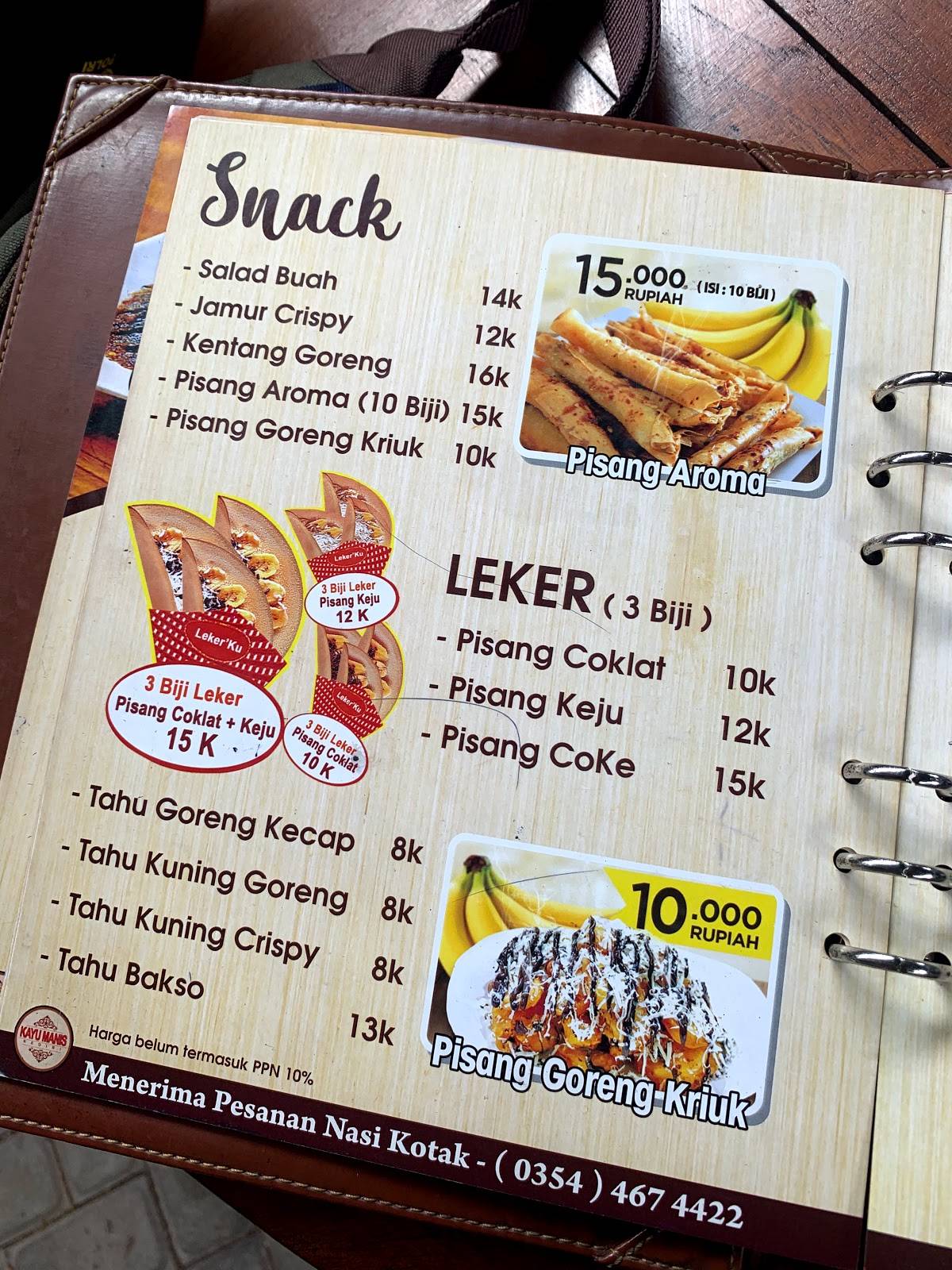 Menu at Kayu Manis restaurant, Kediri