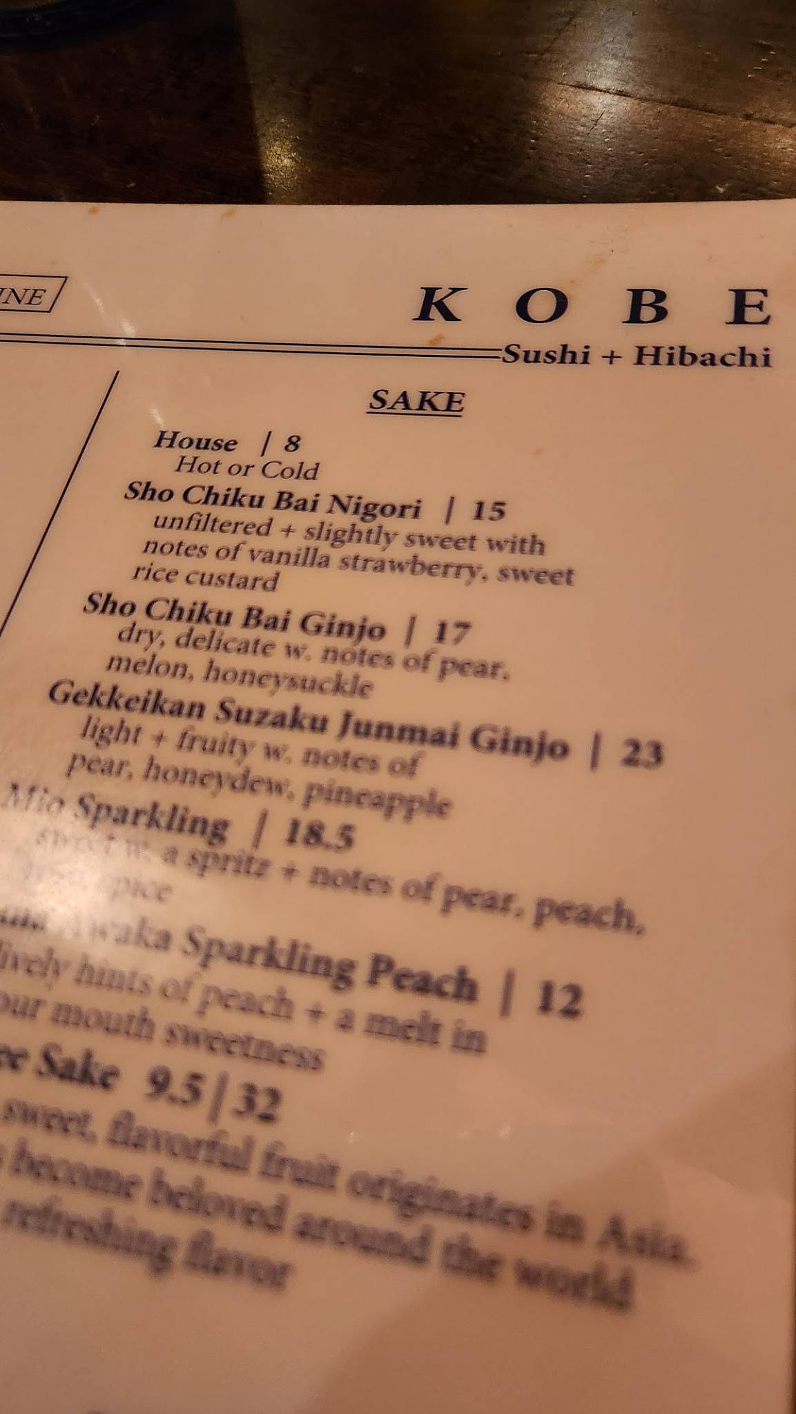 Menu at Kobe Ninja House Japanese Grill restaurant, Bangor