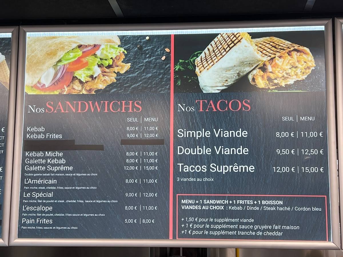 Menu au L' Artisan Kebab, Lyon