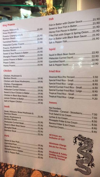 Menu at LIM'S Chinese Restaurant Glenelg, Glenelg