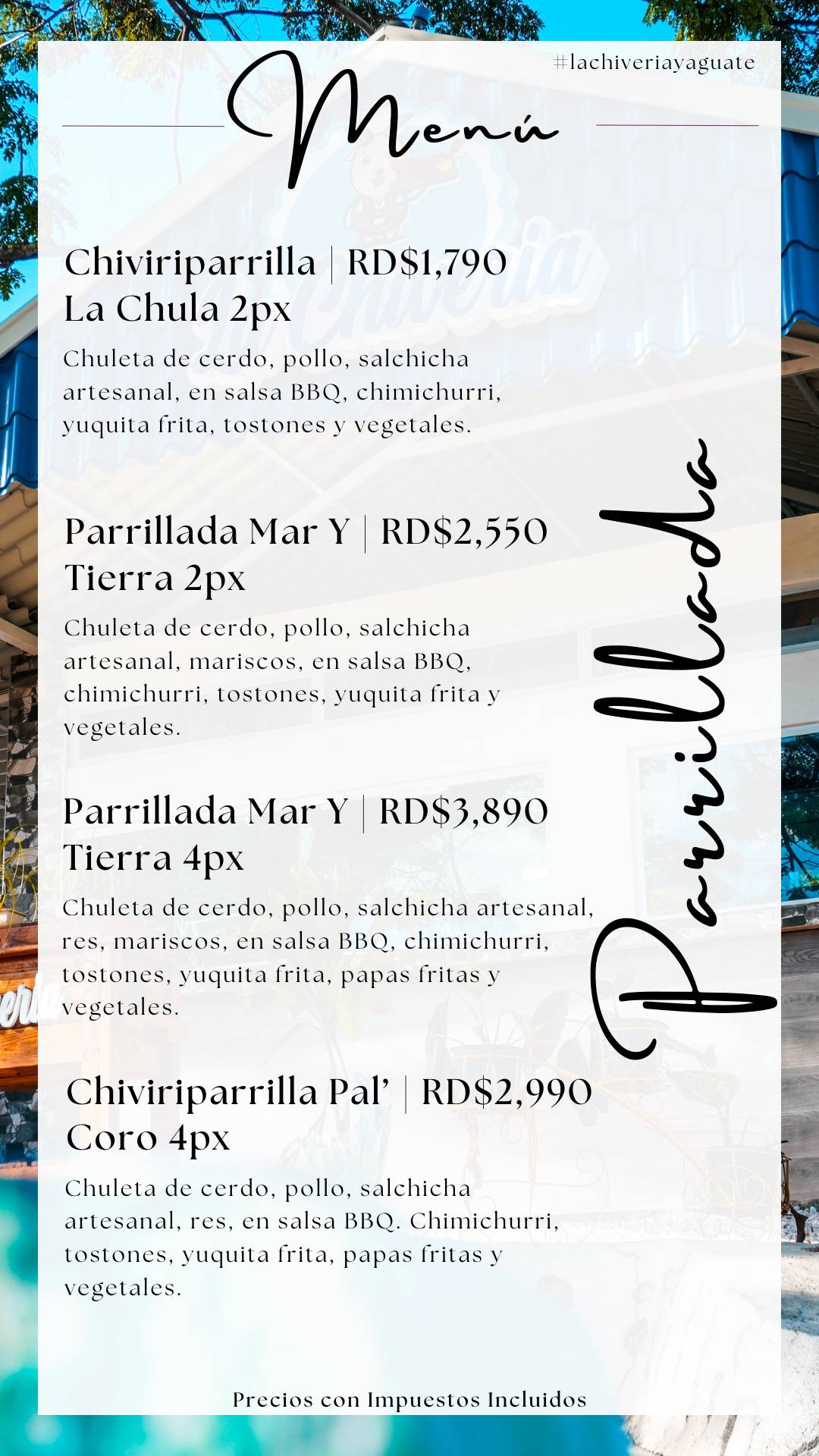 Menu at La Chivería de Yaguate restaurant, Dominicana