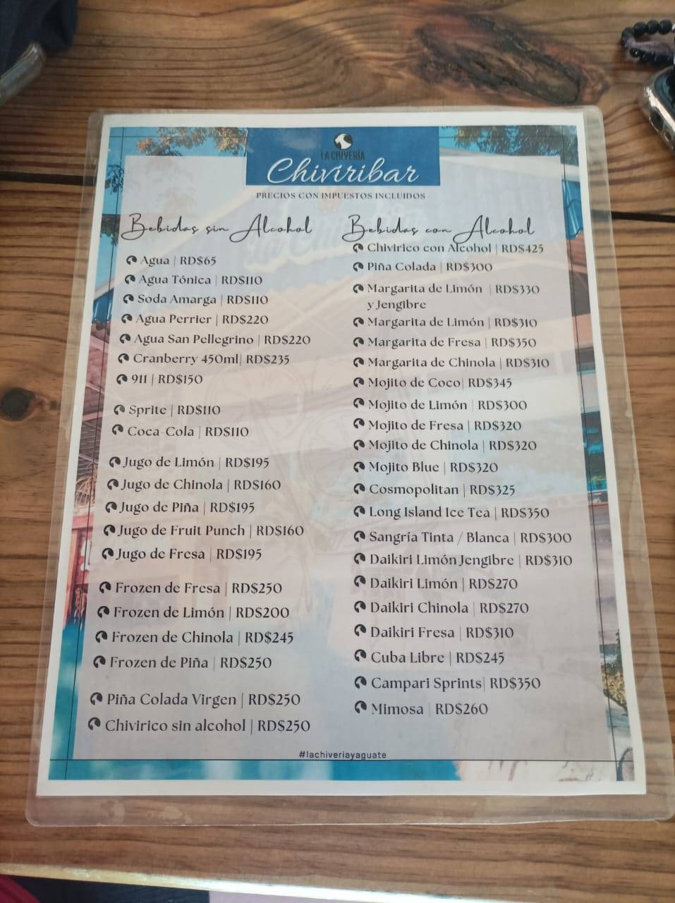 Menu at La Chivería de Yaguate restaurant, Dominicana