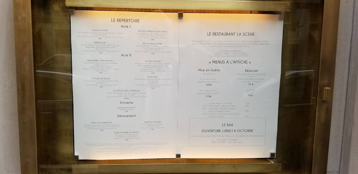 Menu au La Scène par Stéphanie Le Quellec restaurant, Paris, 32 Av ...