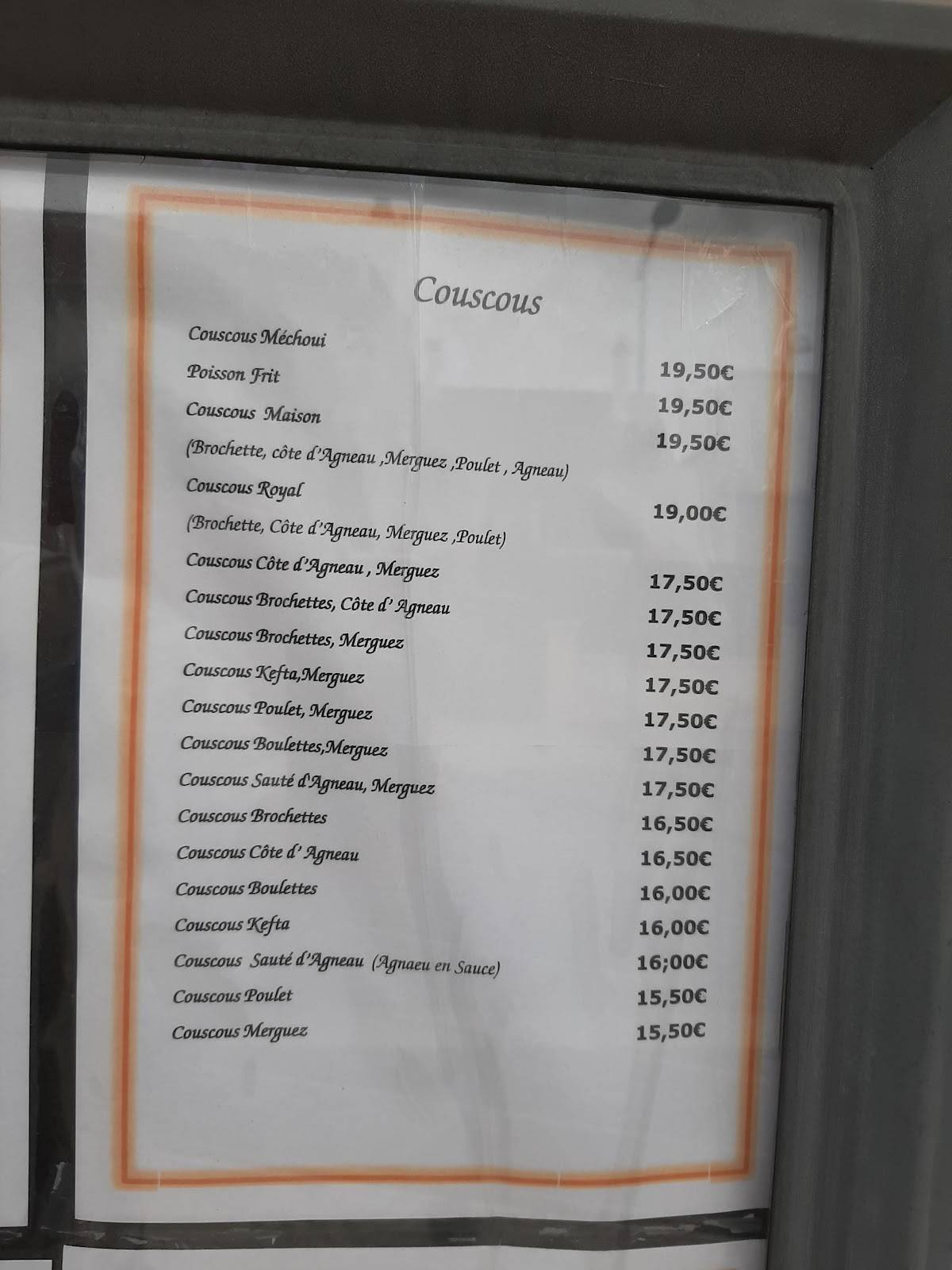Menu au Le Palmier restaurant, Saint-Leu-la-Forêt
