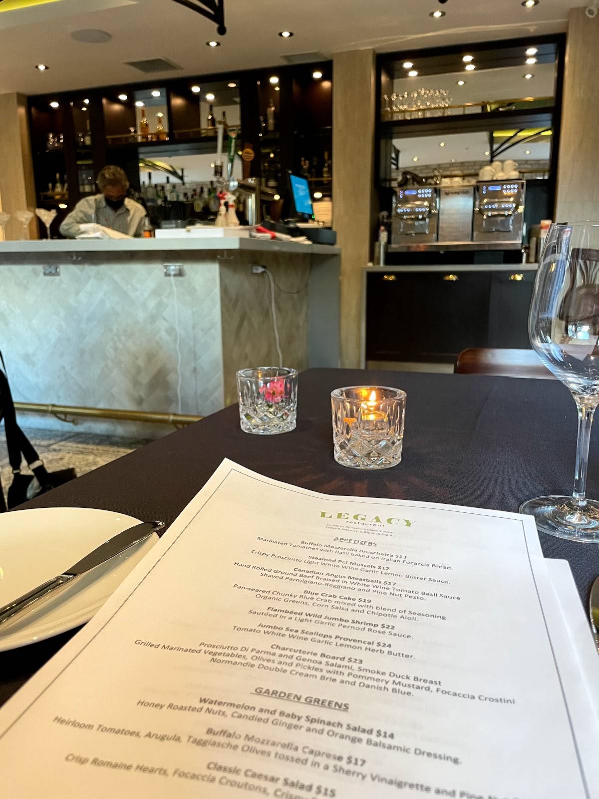 Menu at Legacy Restaurant, Sarnia