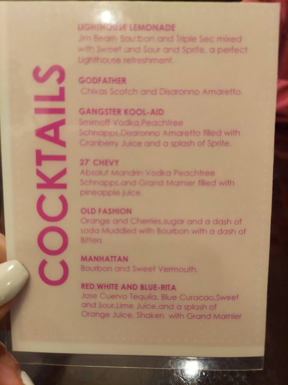 Menu at Lighthouse Inn restaurant, Cedar Rapids