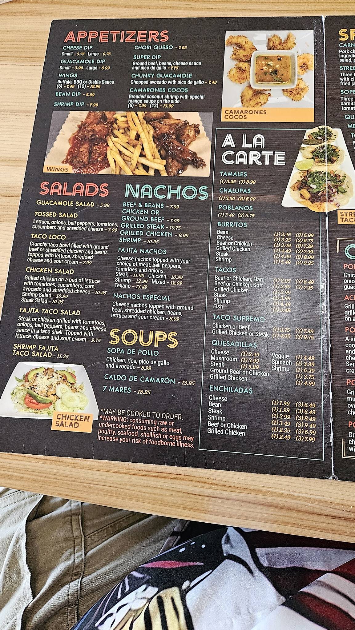 Menu at Linda Vista Mexican Restaurant, King