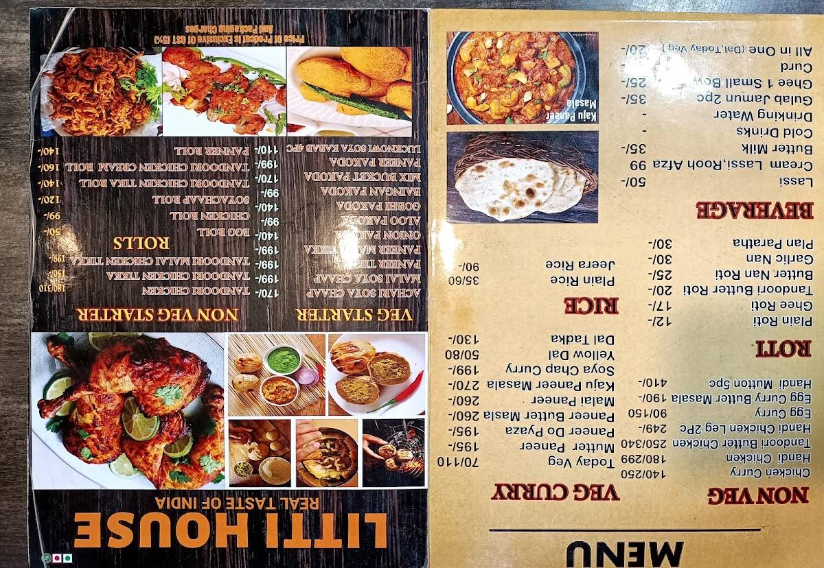Menu at Litti House, Bengaluru, 7/1