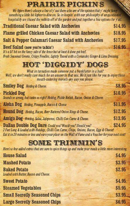 Menu at Lone Star Rib House Glenelg restaurant, Glenelg