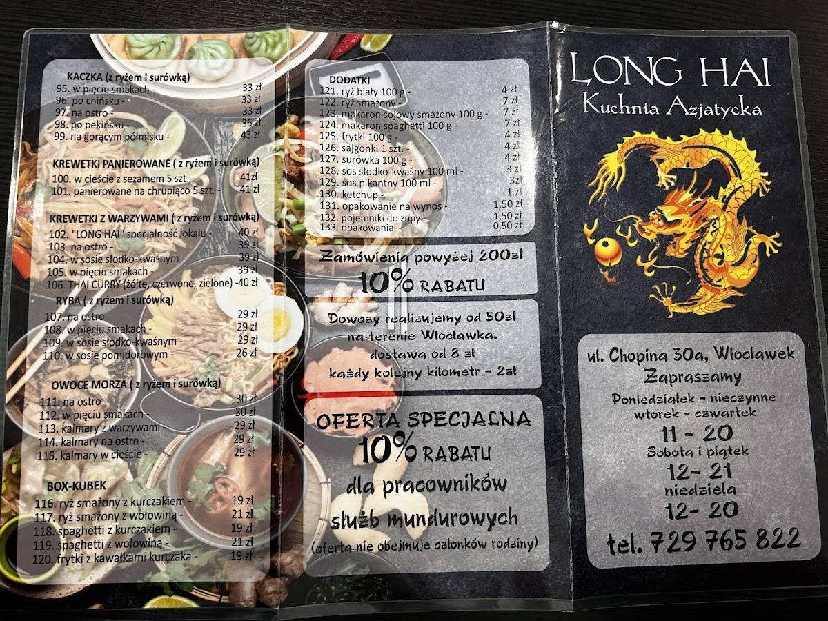 Menu at Long Hai - Kuchnia Azjatycka restaurant, Wloclawek