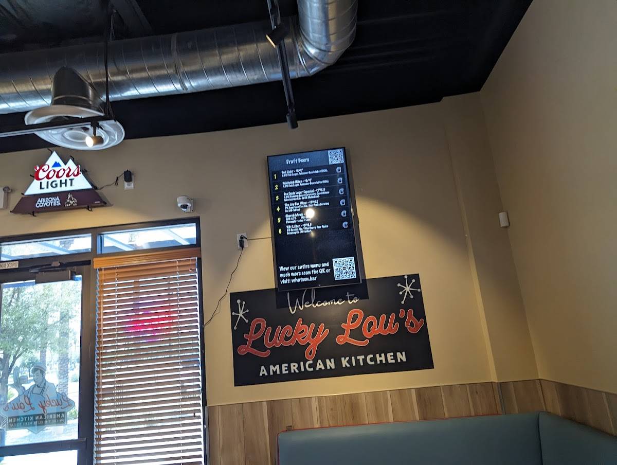 Menu at Lucky Lou’s American Kitchen restaurant, Mesa