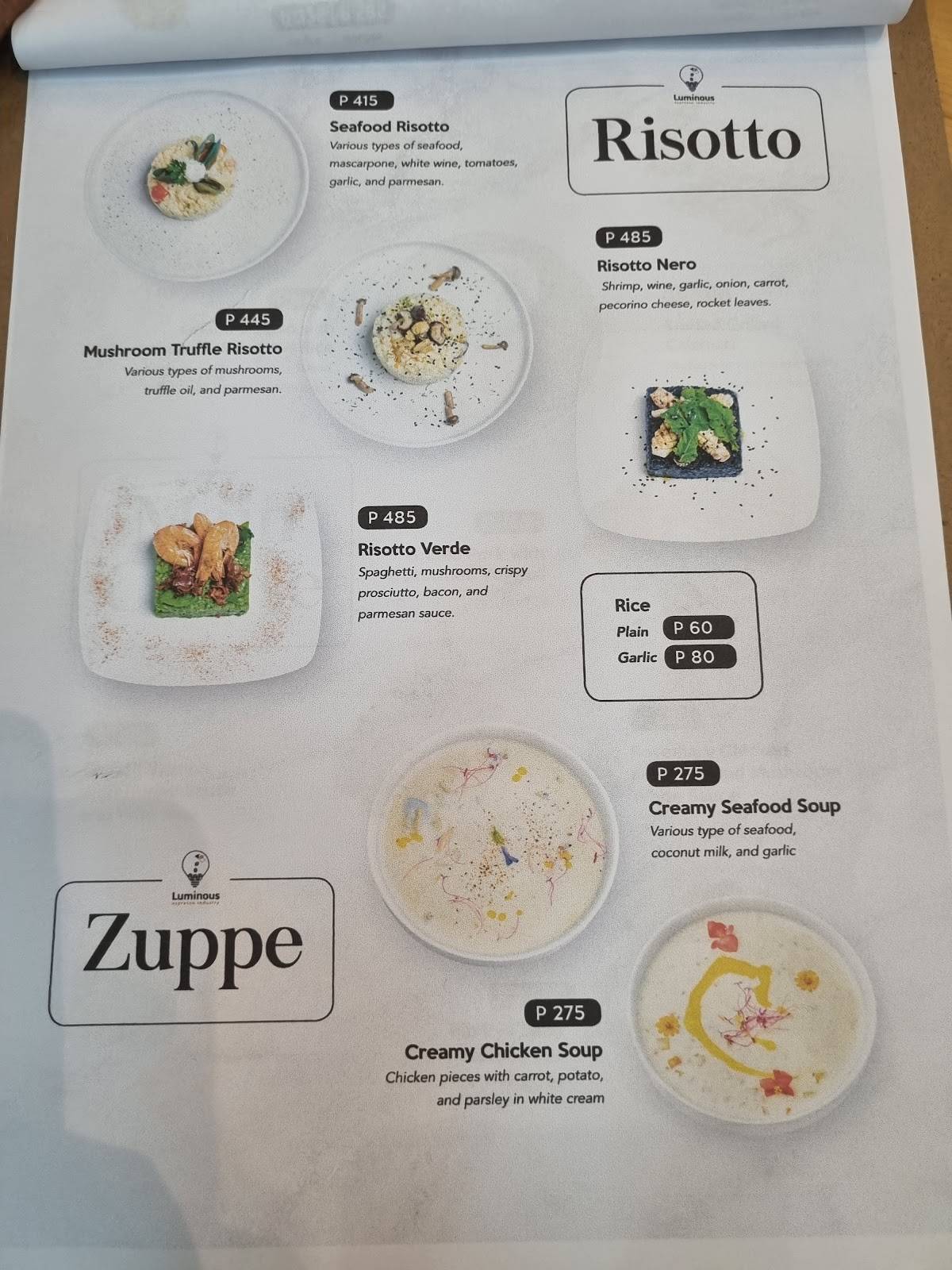 Menu at Luminous Espresso Industry Ph (IL Corso) restaurant, Cebu City