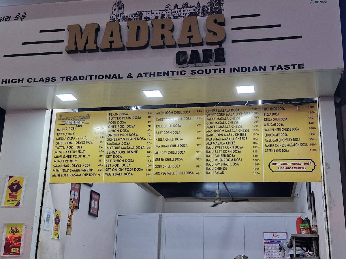 Menu at MADRAS DOSA CAFE, Gandhinagar