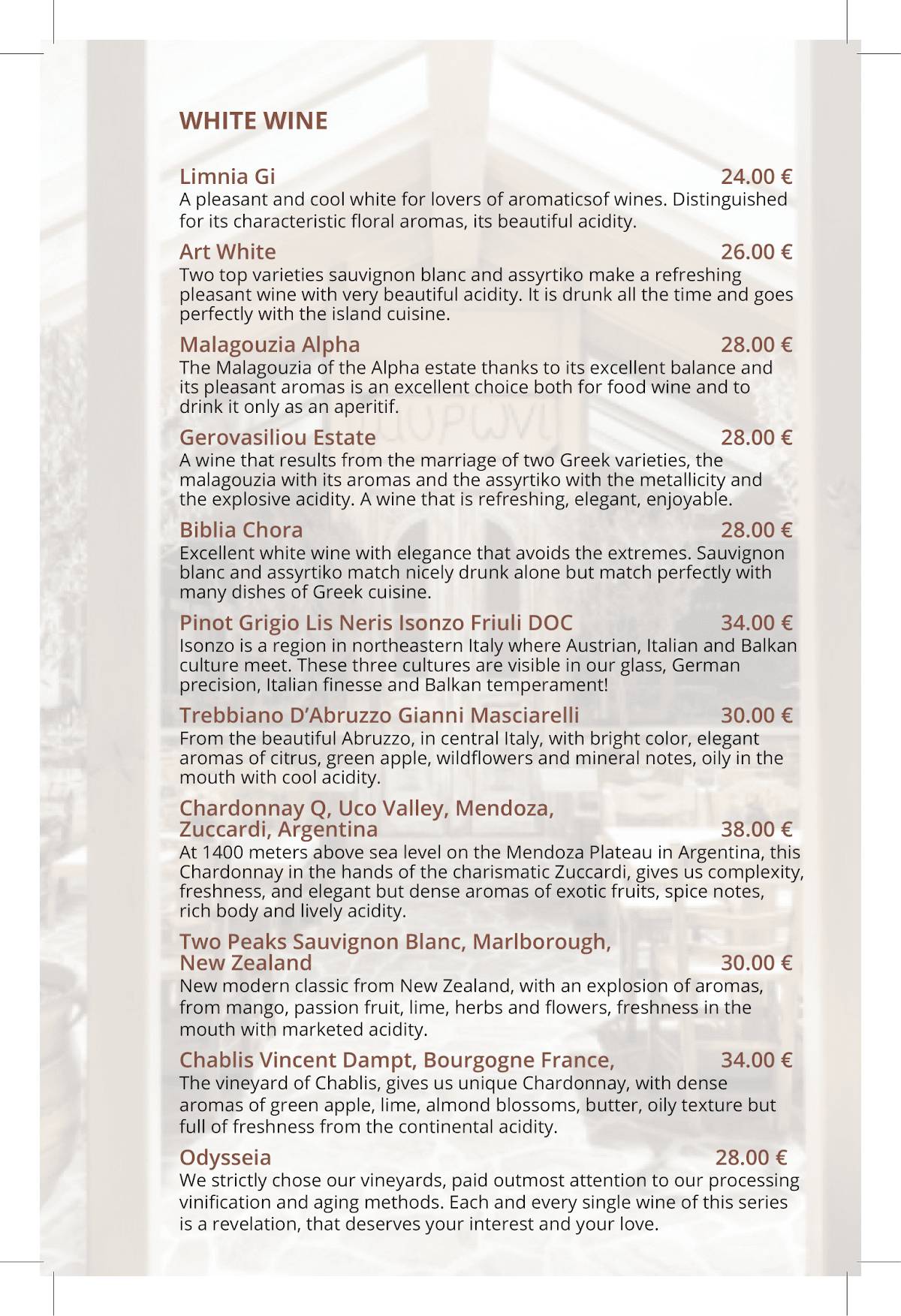 Menu at MIRONI Greek Restaurant, Athens