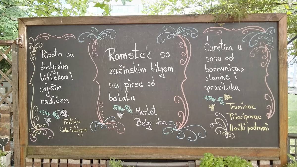 Menu at Mala Stanica restaurant, Banja Luka, Q5HX+952