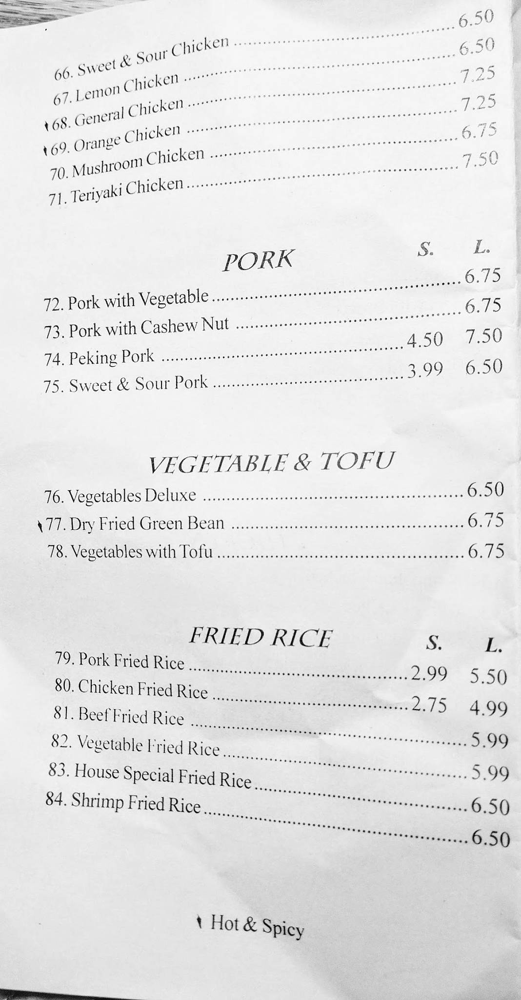 Menu at Maple Gardens restaurant, Red Bluff