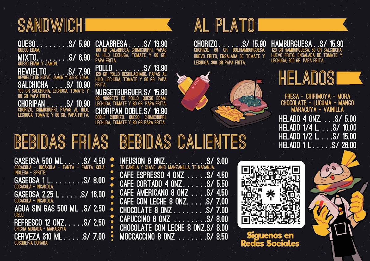Carta de Marces Fast Food House, Cusco