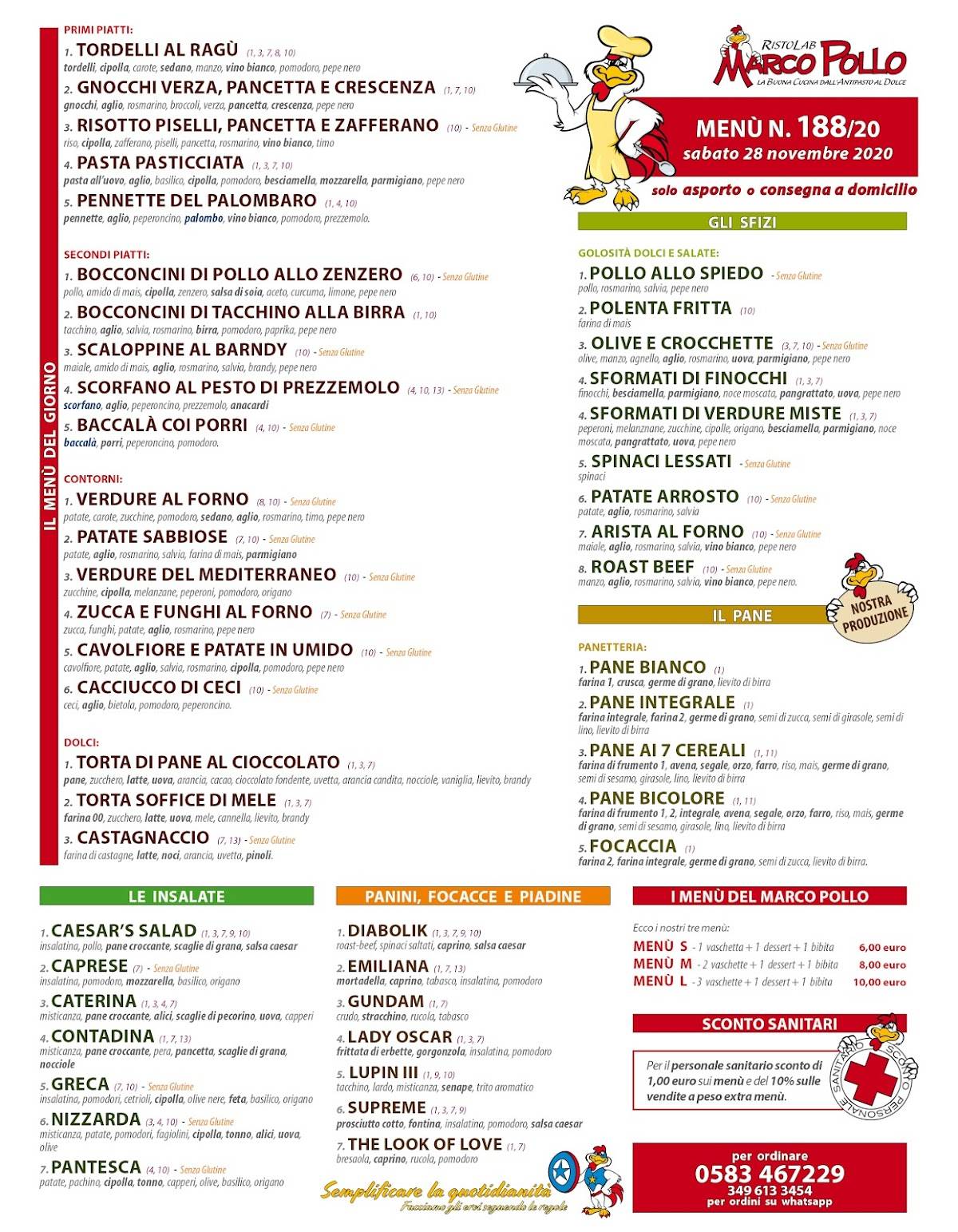 Speisekarte von Marco Pollo restaurant, Lucca
