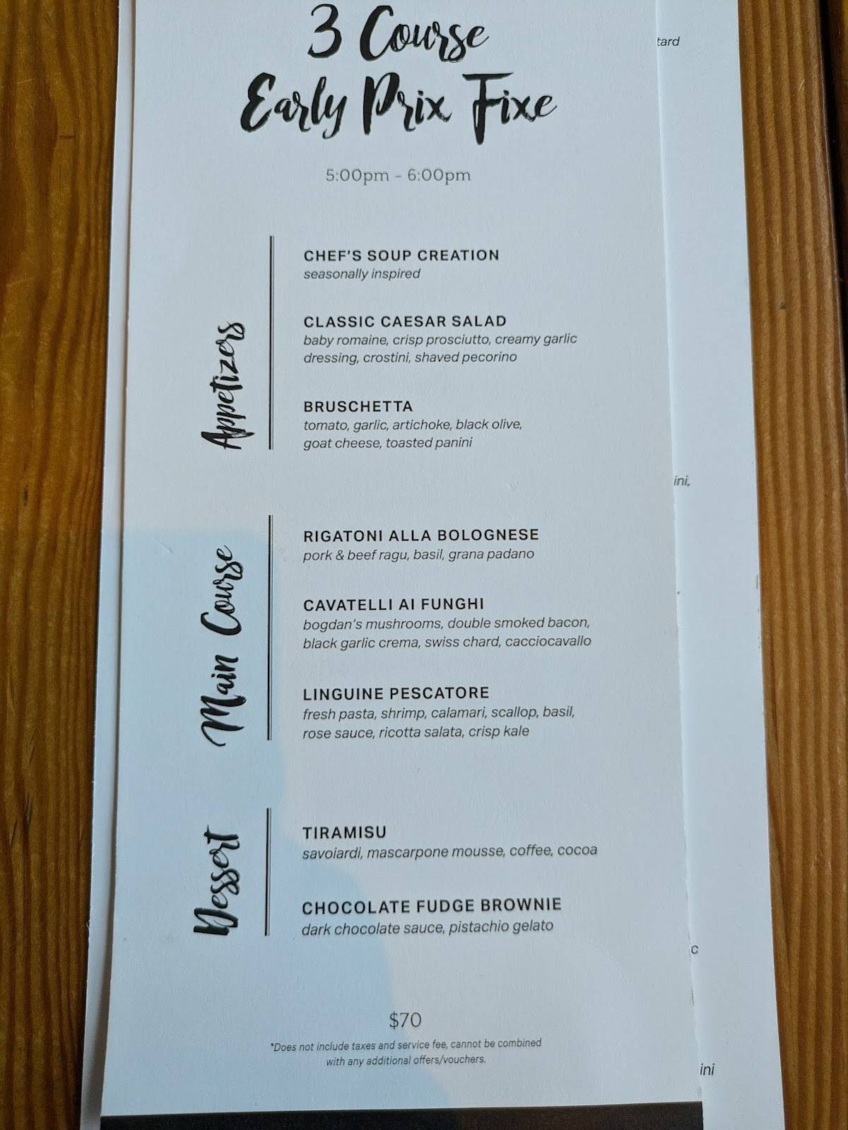 Menu at Massimo’s Italian Fallsview Restaurant, Niagara Falls