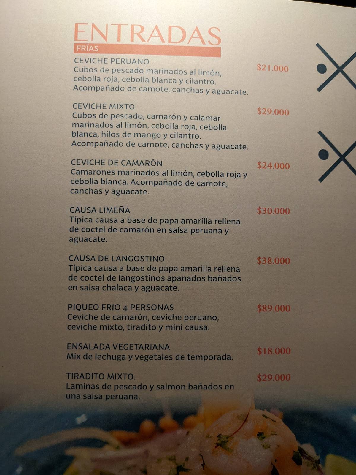 Menu at Mikhuna Comida Peruana restaurant, Santa Rosa de Cabal